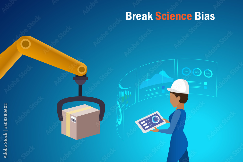 Break the science bias concept. African woman engineering use ...