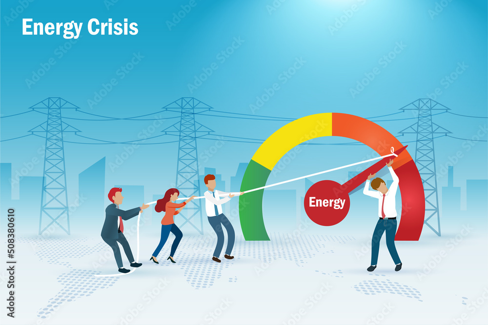 Energy crisis, electricity and commodities supply at high price. People ...