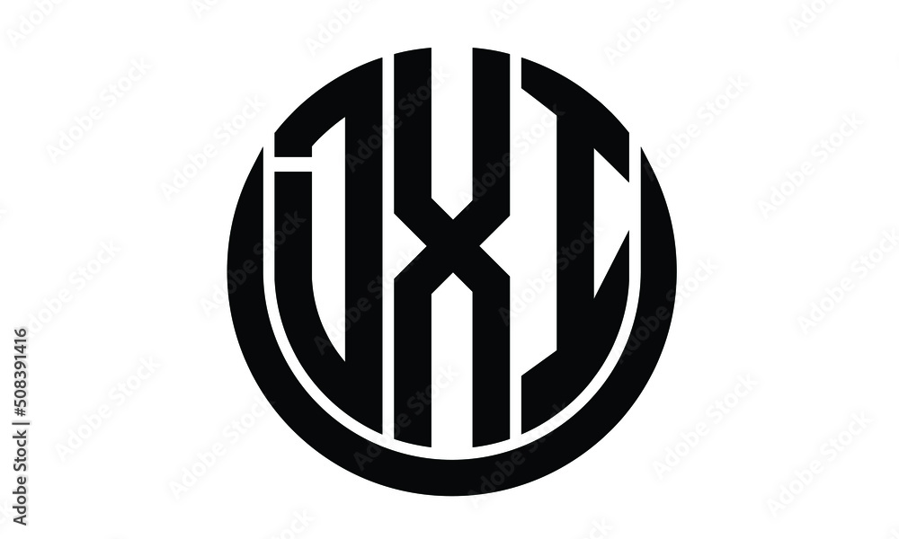 DXI shield in circle logo design vector template. lettermrk, wordmark ...