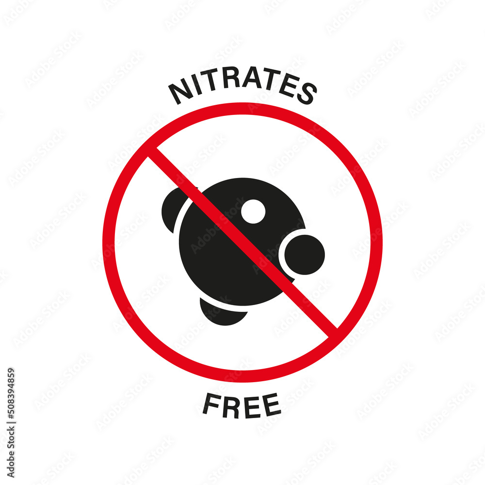 Nitrates Free Silhouette Black Icon. Nitrites in Food Ingredient Stop ...