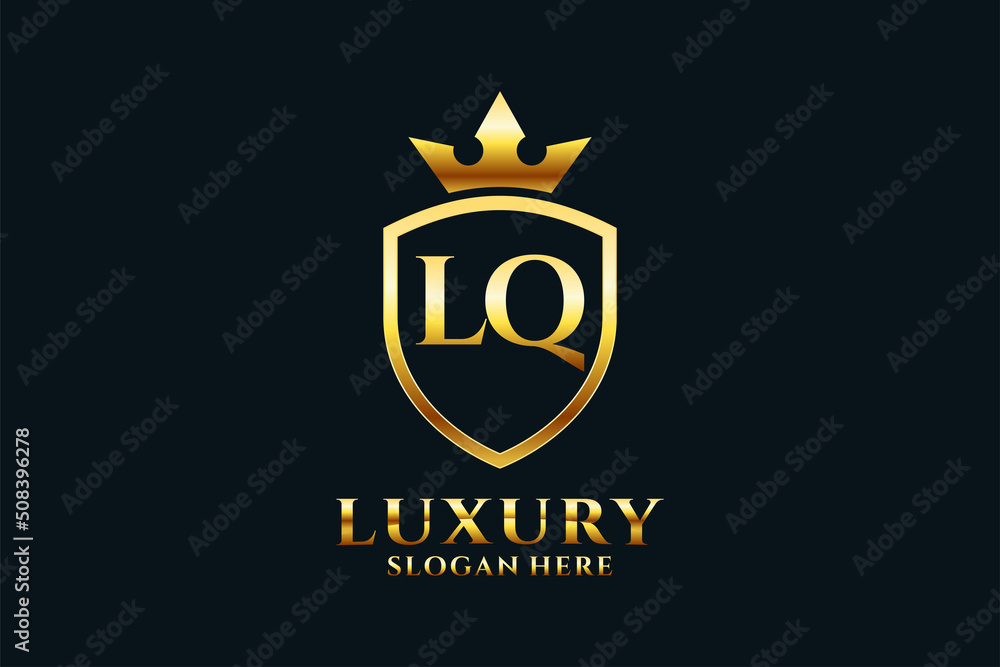initial LQ elegant luxury monogram logo or badge template with scrolls ...