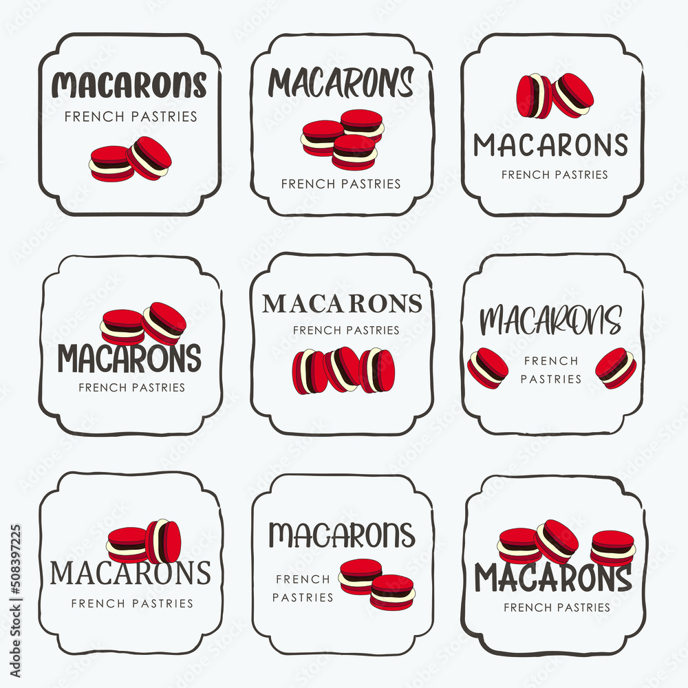 Set of vector macaron logo for bakery shop. Stock Vector | Adobe Stock