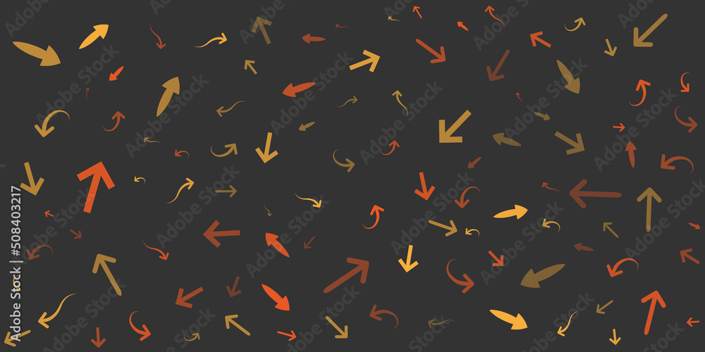 Various Randomly Placed, Colored and Shaped Brown 3D Arrow Symbols ...