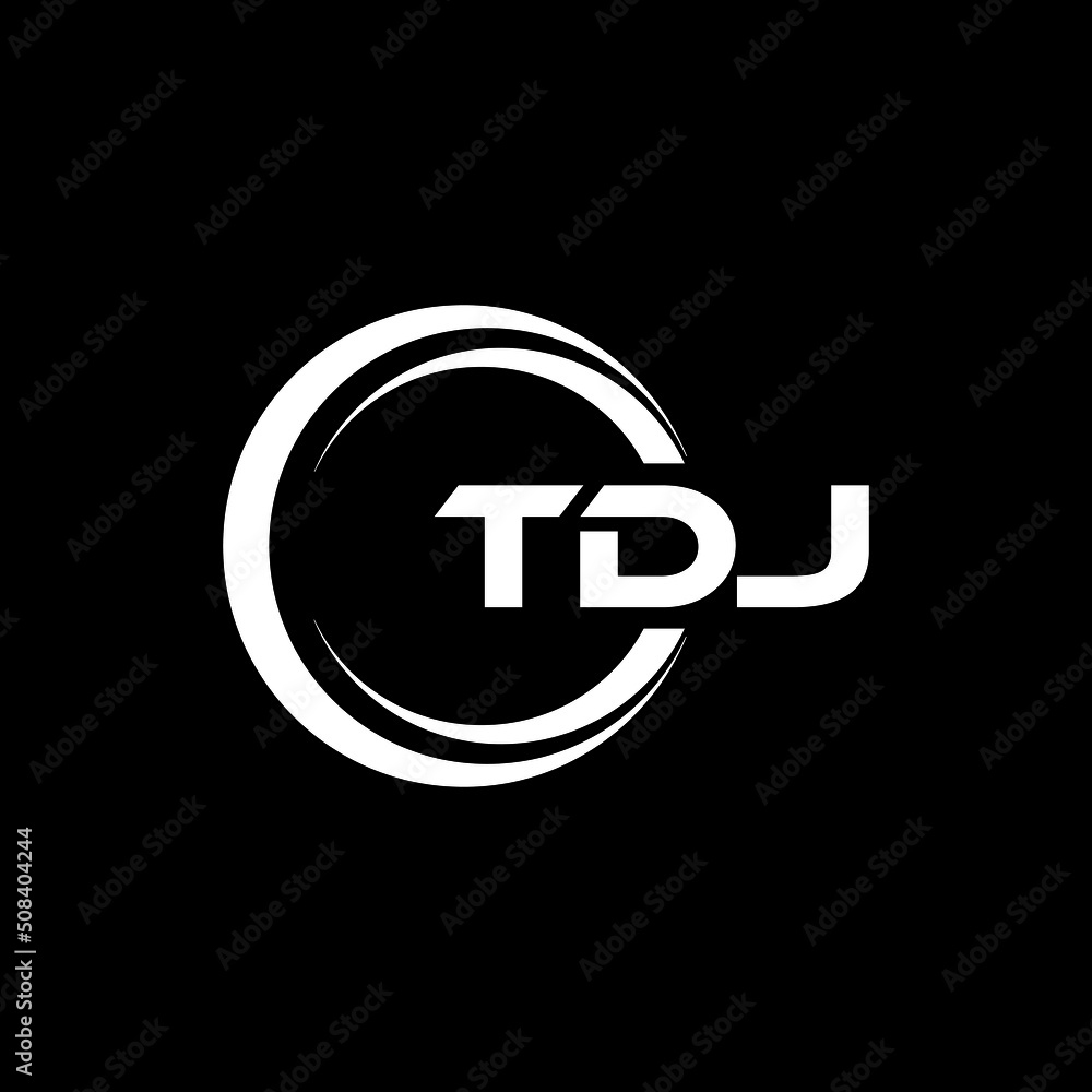 TDJ letter logo design with black background in illustrator, vector ...
