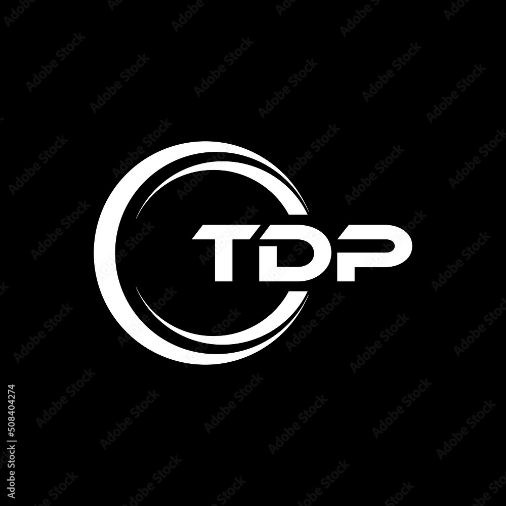 Vetor do Stock: TDP letter logo design with black background in ...
