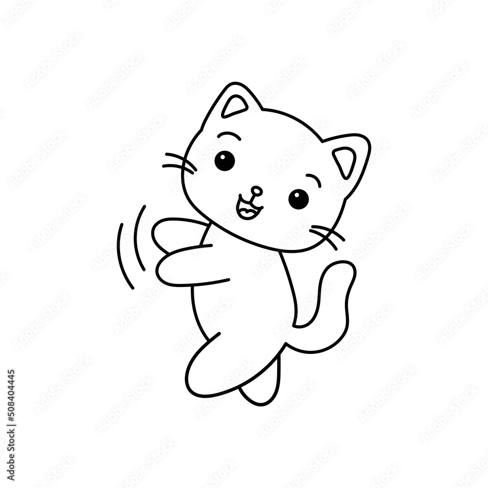 Cute dancing cat doodle vector illustration Stock Vector | Adobe Stock