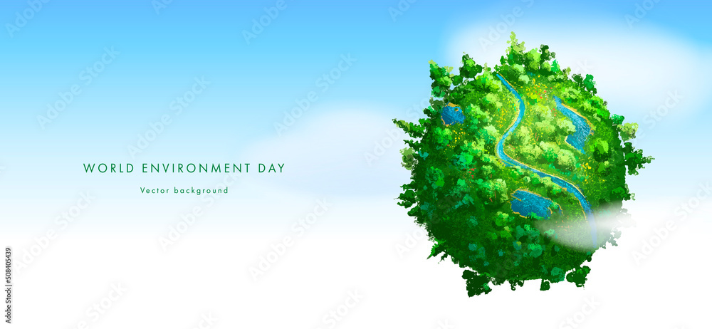 World environment day horizontal background. Earth globe with splashes ...