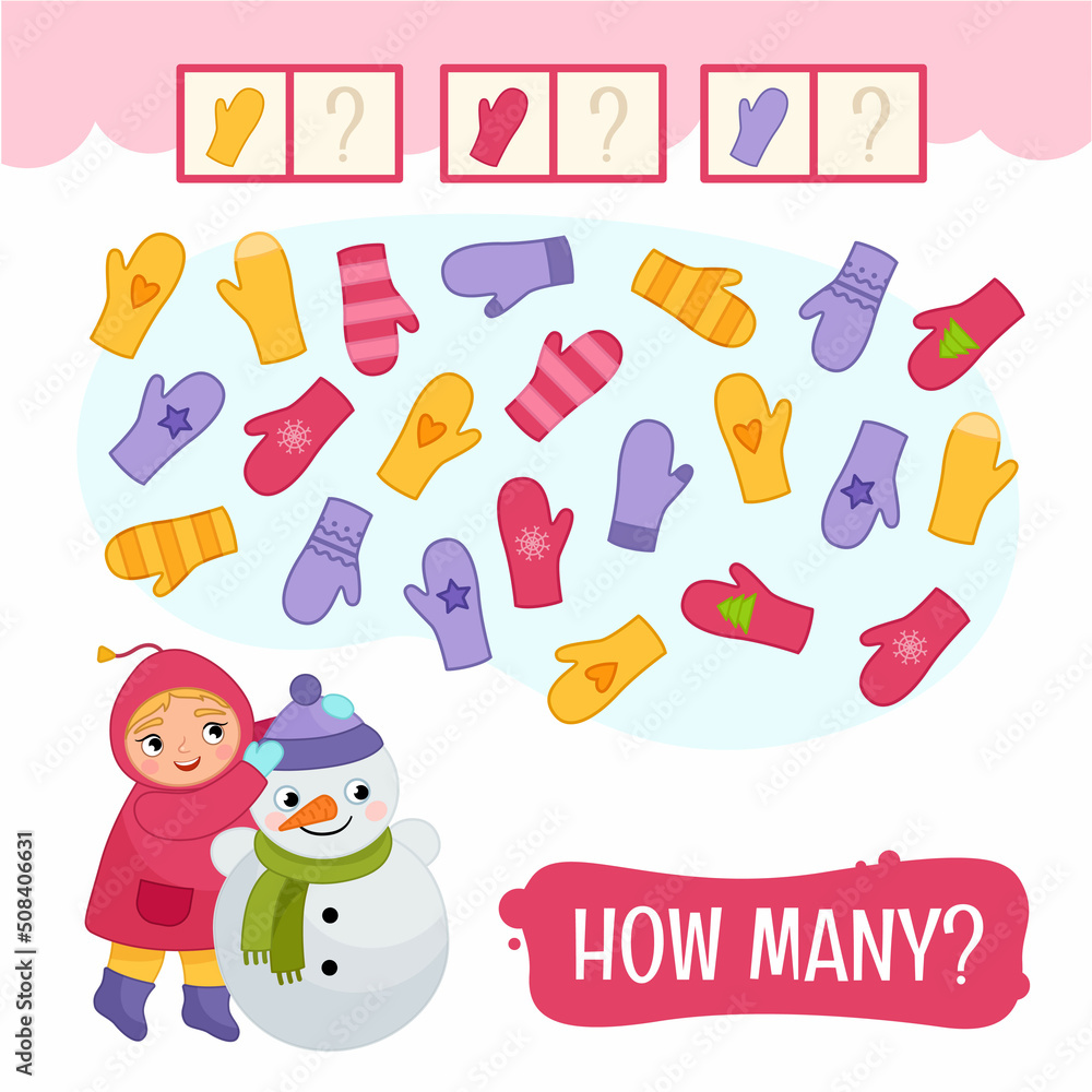 Counting educational children game, math kids activity sheet. How many ...