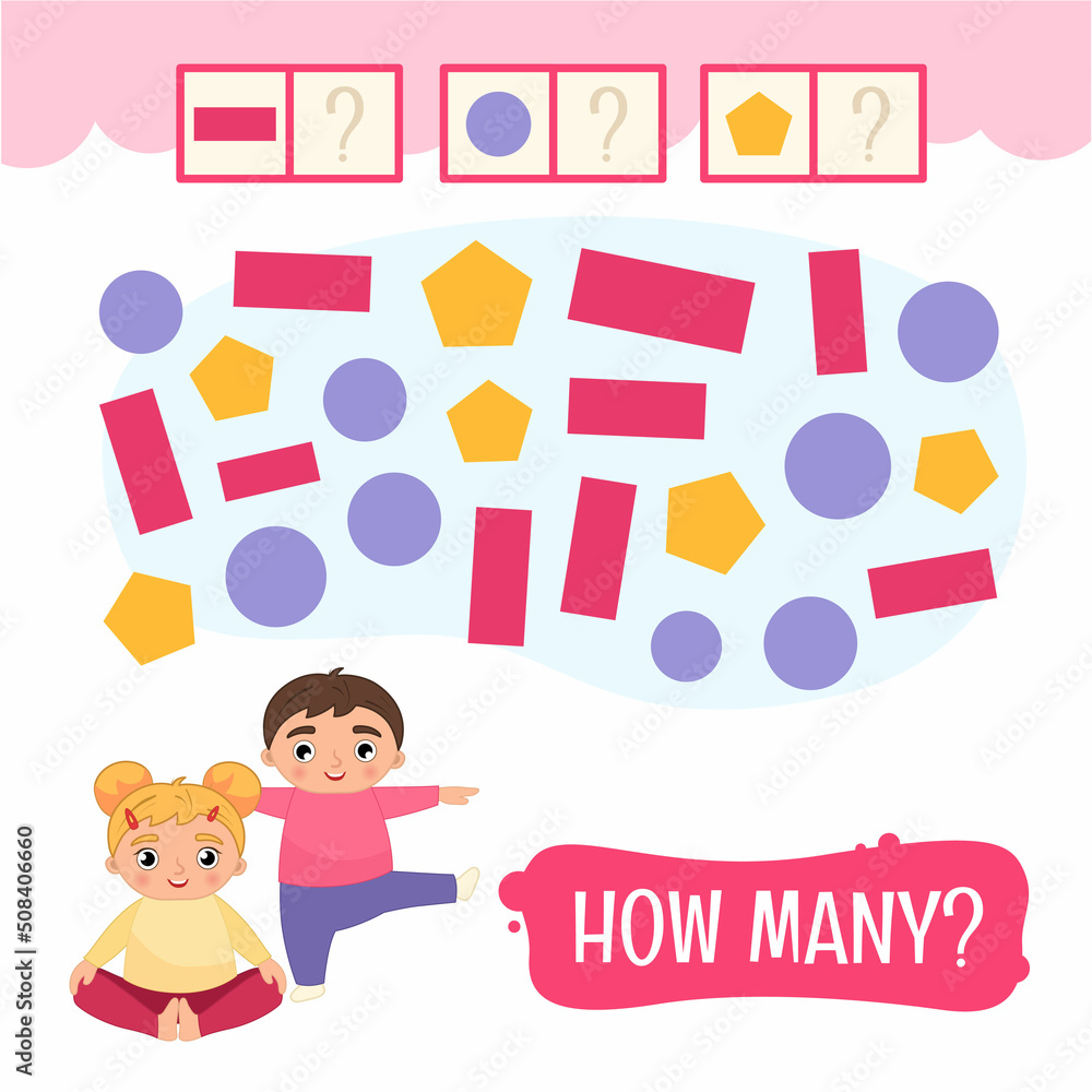 Counting educational children game, math kids activity sheet. How many ...