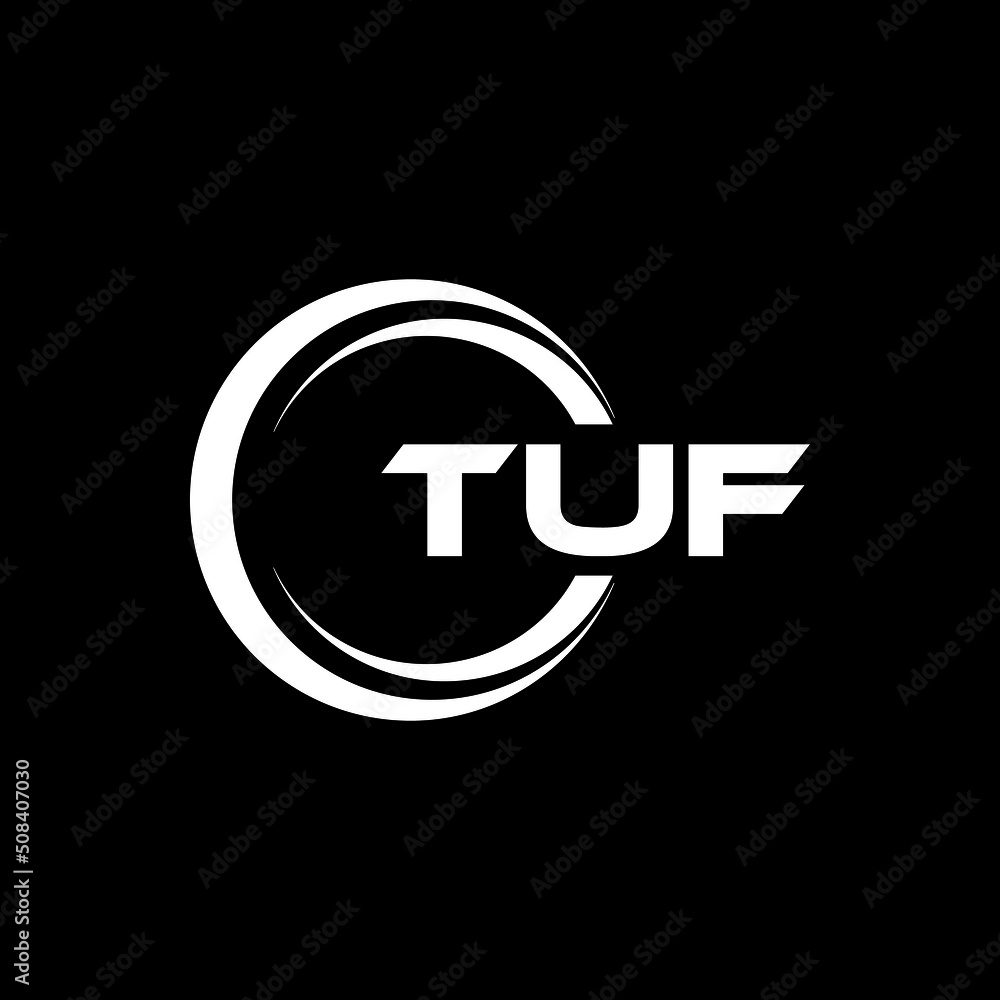 TUF letter logo design with black background in illustrator, vector ...