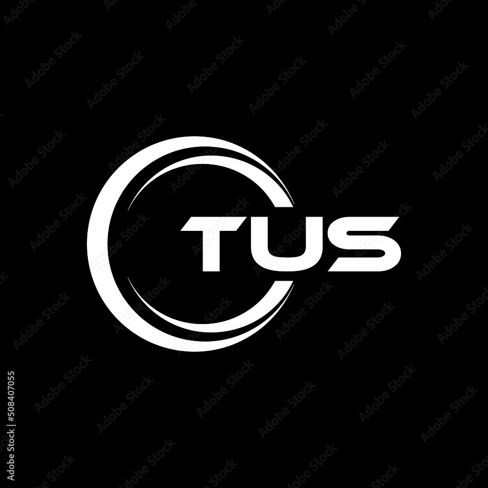 TUS letter logo design with black background in illustrator, vector ...