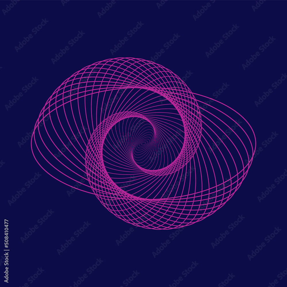 Abstract geometric background with spiral. Purple half circles on dark ...