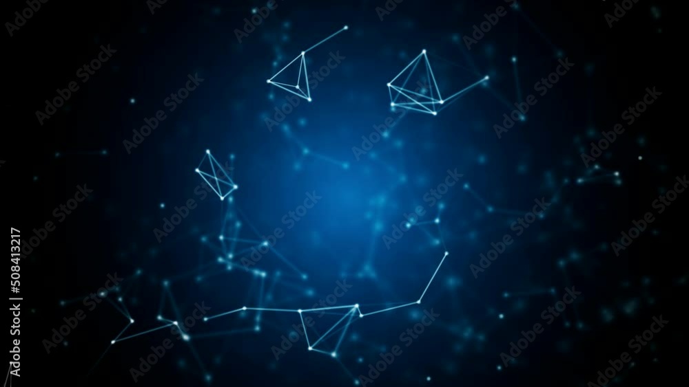 Blue screen with animated lines and dots on the screen, for ...