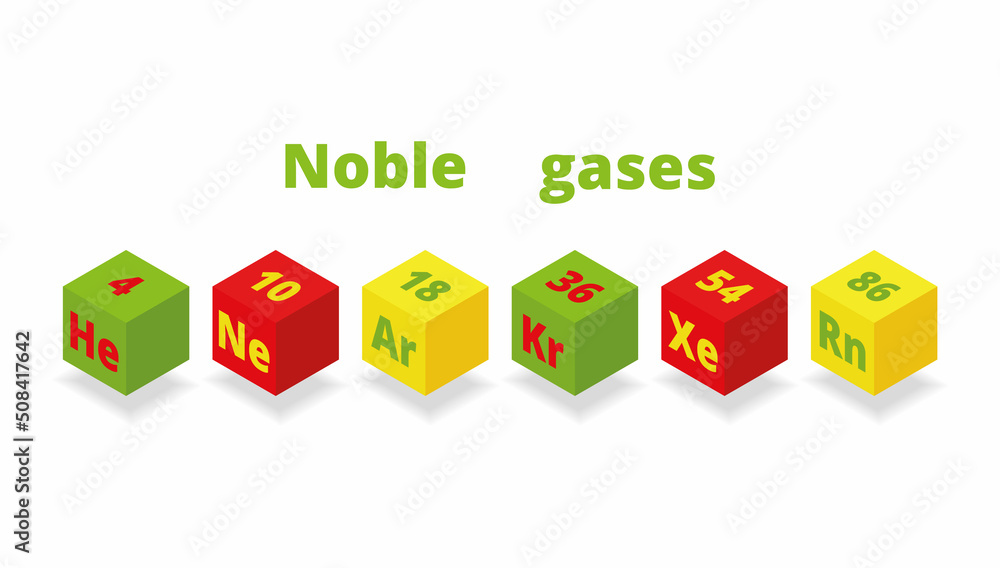 Vetor de Noble gases. Vector illustration Periodic system of chemical ...