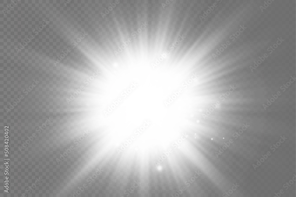 Glow bright light star, white sun rays, sunshine. Stock Vector | Adobe ...