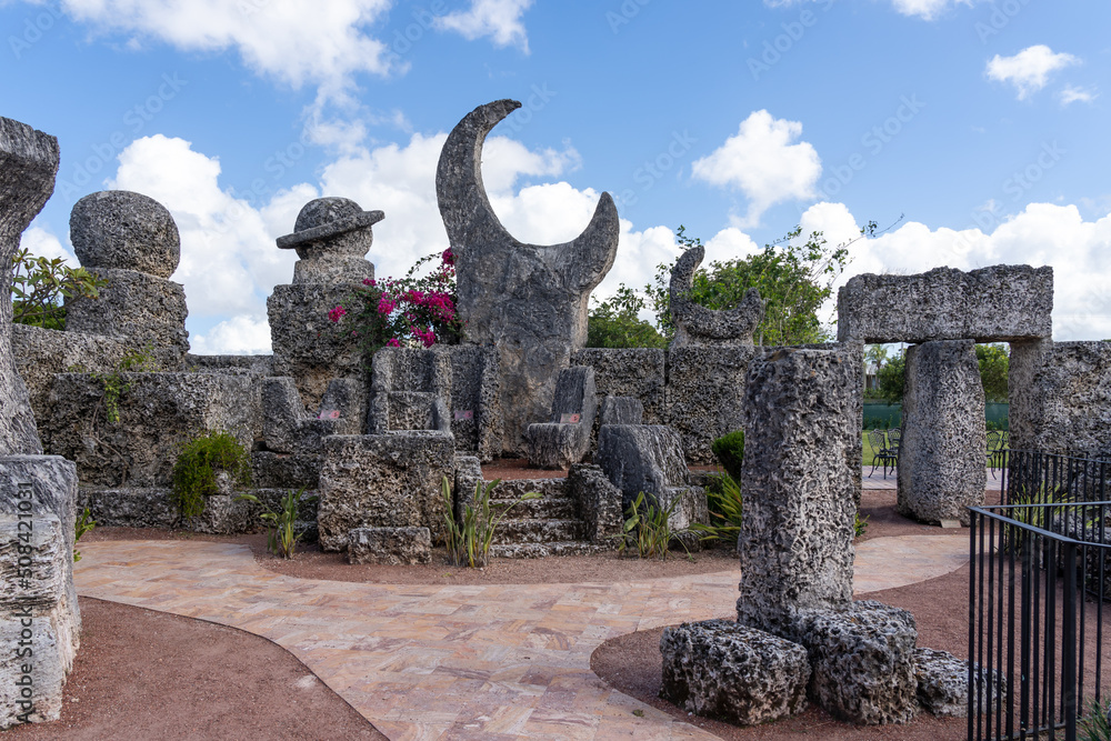 Homestead, FL, USA - January 1, 2022: Coral Castle Museum is shown in ...