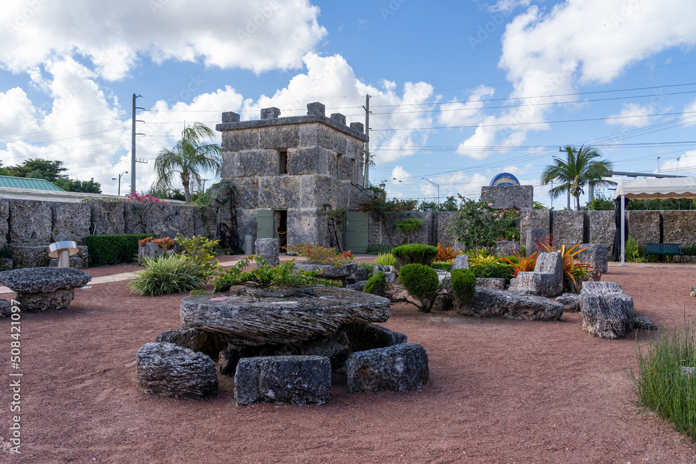 Homestead, FL, USA - January 1, 2022: Coral Castle Museum is shown in ...