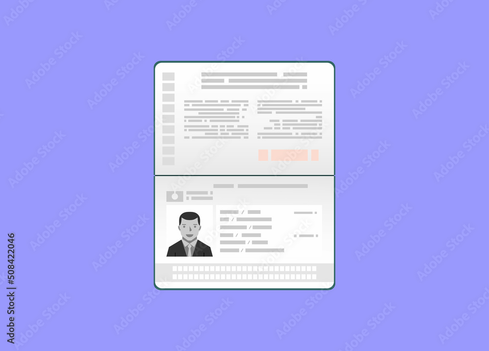 Passport with biometric data. Identification Document Flat Vector ...
