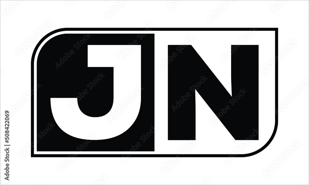 JN letter logo, creative rectangular round shape logo design vector ...