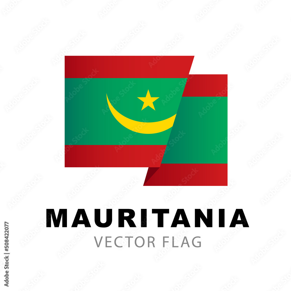 Colorful Mauritanian flag logo. Flag of Mauritania. Vector illustration ...