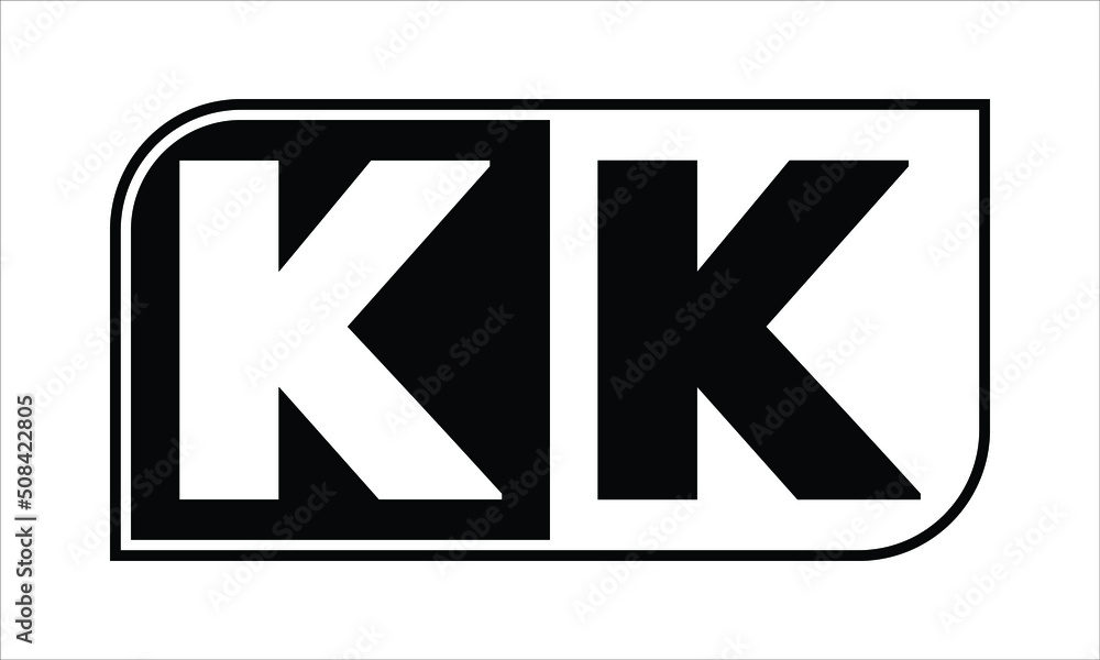 KK letter logo, creative rectangular round shape logo design vector ...
