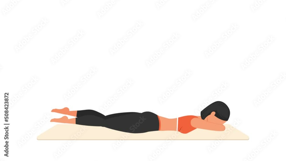 Prone flutter kicks exercise tutorial. Female workout on mat. Fitness ...