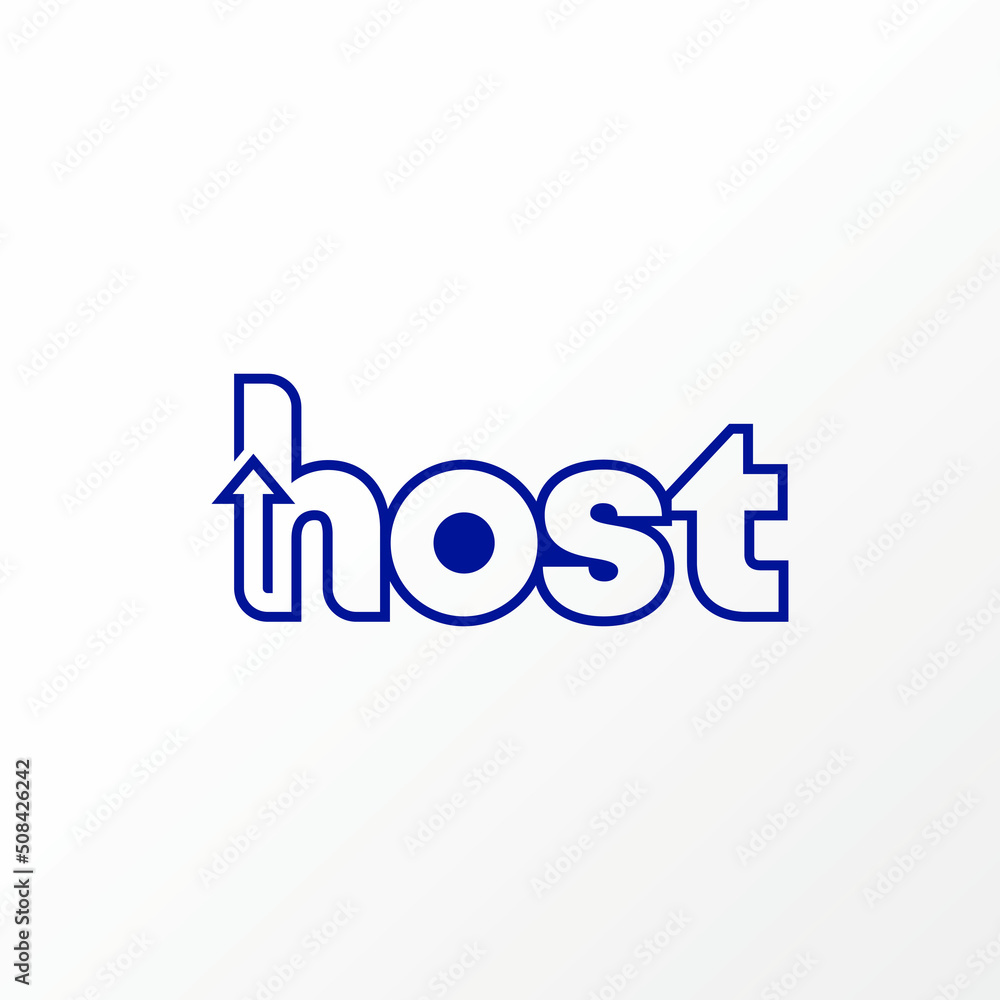 Unique and simple letter or writing HOST sans serif line out font with ...