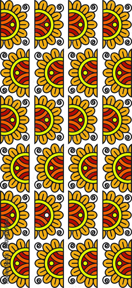 colorful kalamkari vector border design. Indian Traditional ...