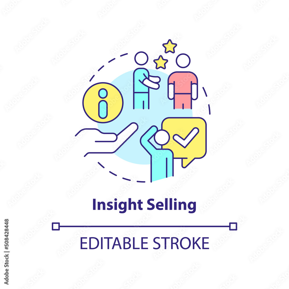 Insight selling concept icon. Suggesting winning strategies abstract ...