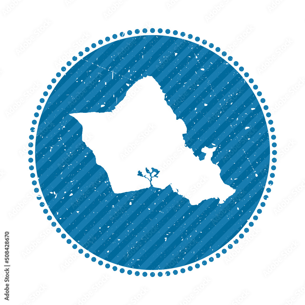 Oahu striped retro travel sticker. Badge with map of island, vector ...