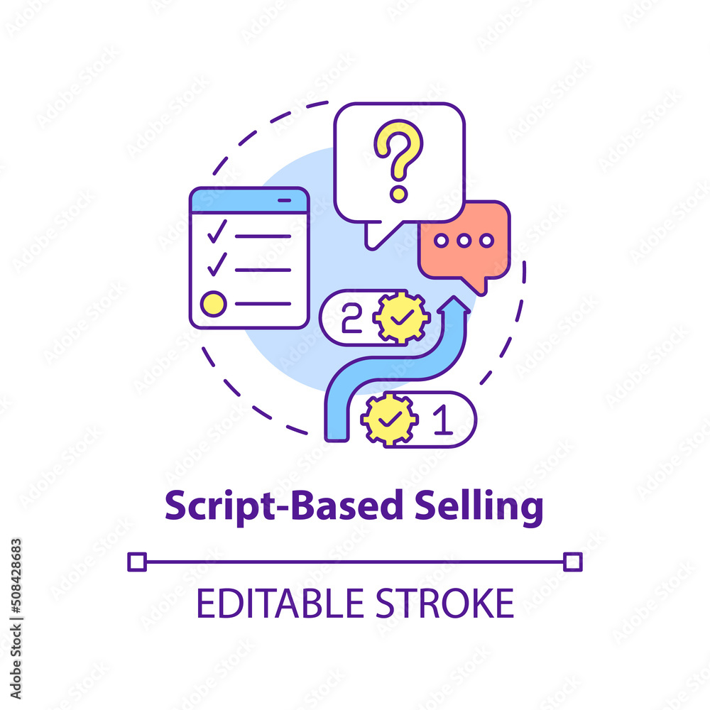 Script-based selling concept icon. Successful sales strategy abstract ...