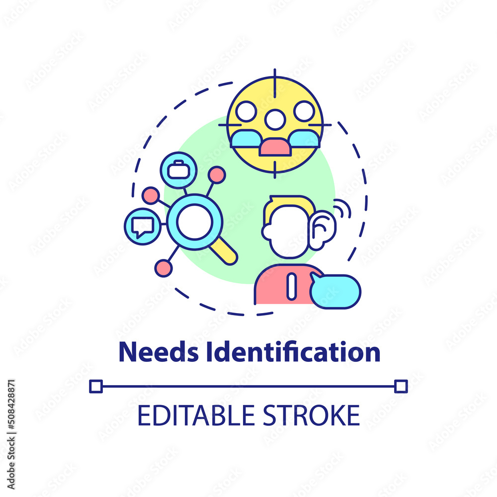 Needs identification concept icon. Sales process abstract idea thin ...