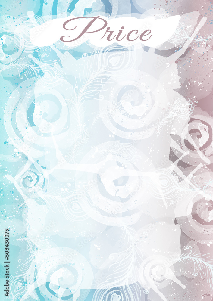 Price list template for business design. Watercolor abstract brown and ...