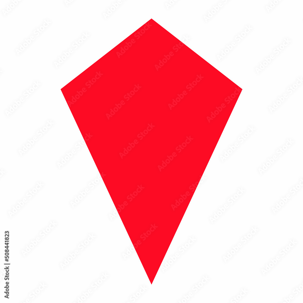 2D kite shape in mathematics. Red kite shape drawing for kids isolated ...