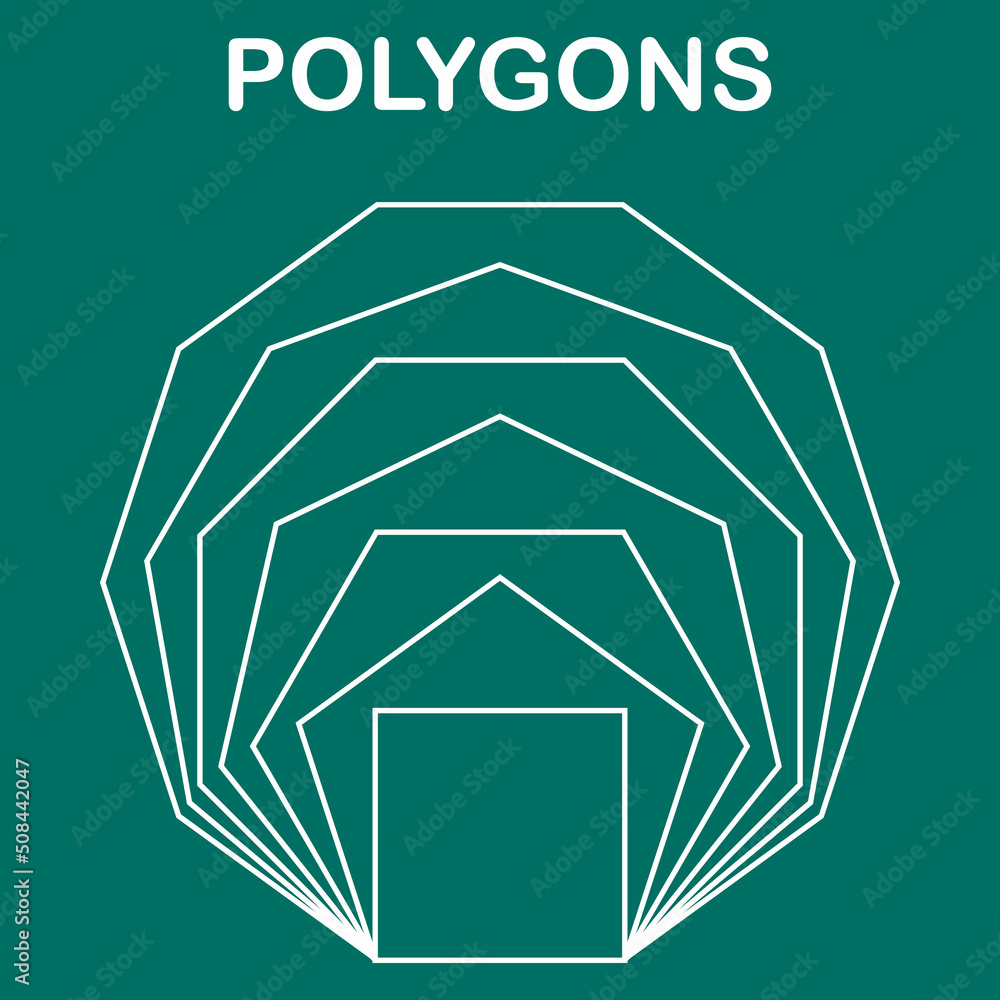 regular polygons quadrilateral, pentagon, hexagon, heptagon, octagon ...