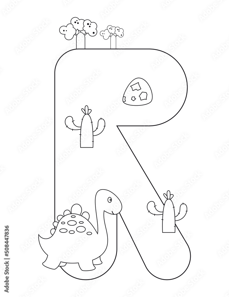 Dinosaur Coloring Page printable for children. Kids Alphabet, Font ...