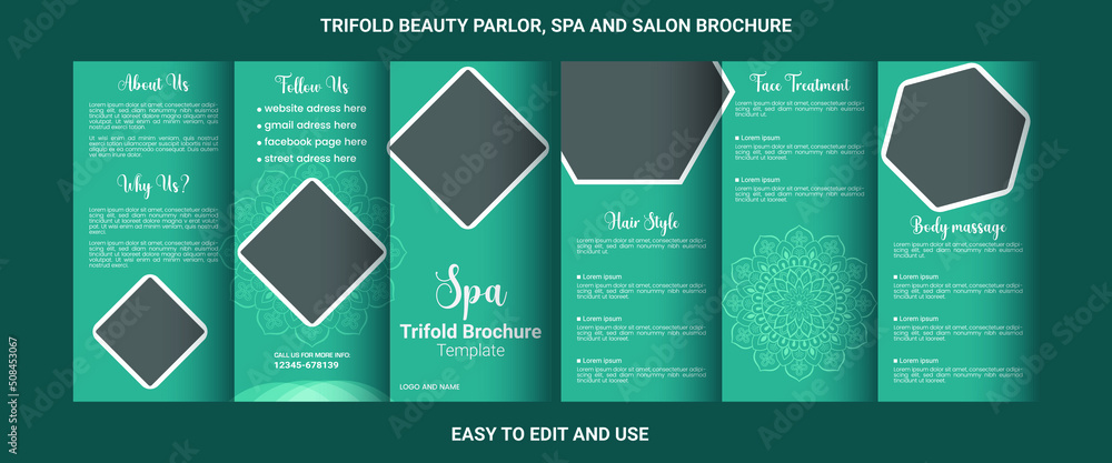 Trifold premium template brochure design for spa, salon, and beauty ...