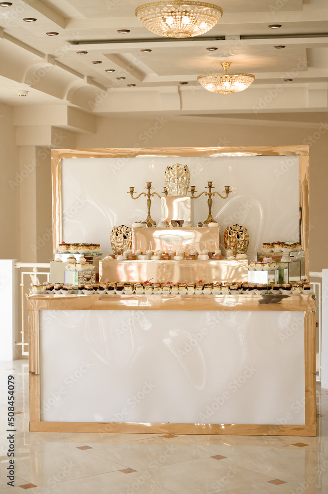 Candy bar with a variety of sweets, celebrations, high-calorie and ...