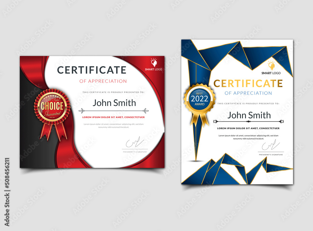 modern certificate design with luxury badge and modern line pattern ...