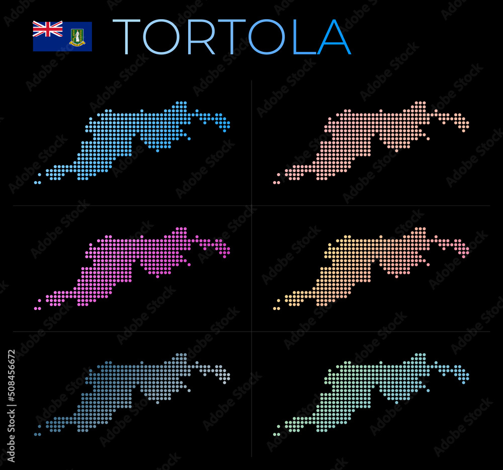 Tortola dotted map set. Map of Tortola in dotted style. Borders of the ...