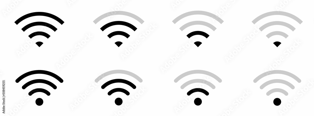 WiFi icon set. Wireless internet symbol. Different black wifi icon set ...