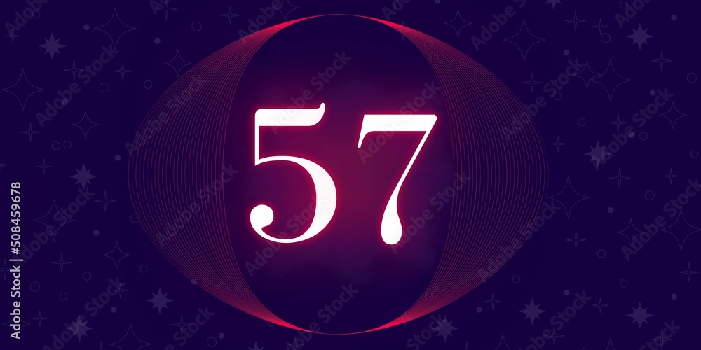 Number 57. Banner with the number fifty seven on a blue background and ...