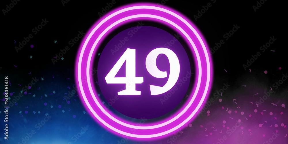 Number 49. Banner with the number forty nine on a black background and ...