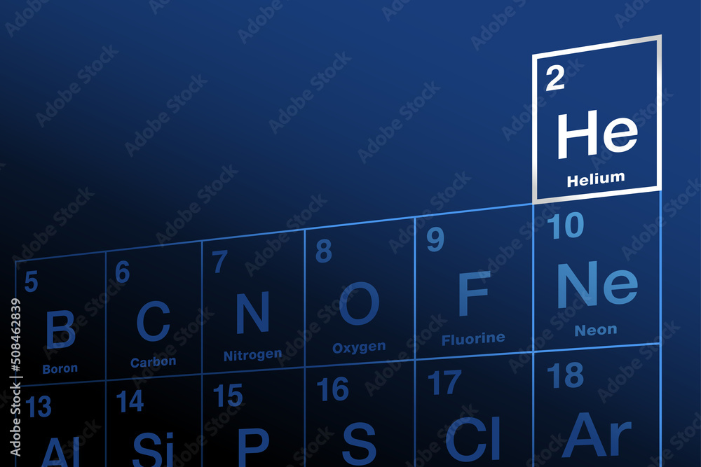 Helium on periodic table of the elements. Chemical element with symbol ...