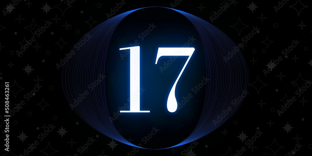Number 17. Banner with the number seventeen on a black background and ...