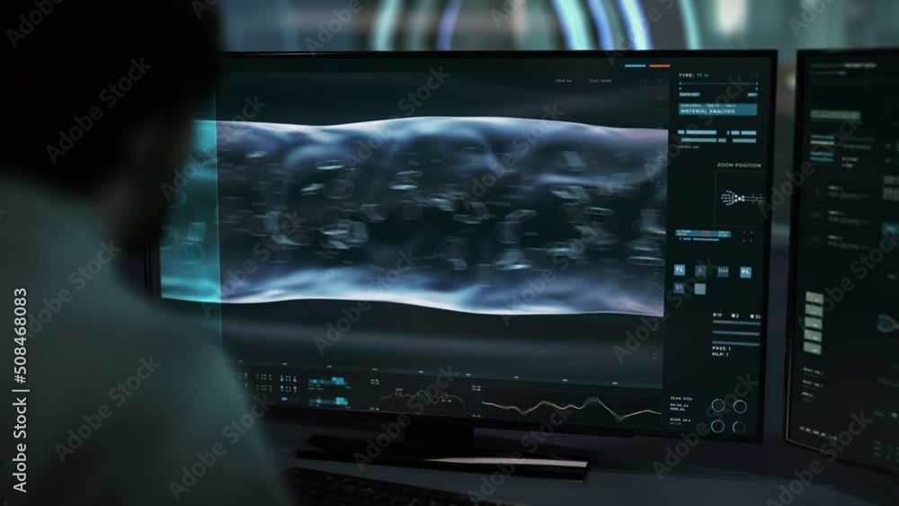 Microscopic scanner is analyzing the patient for blood research ...