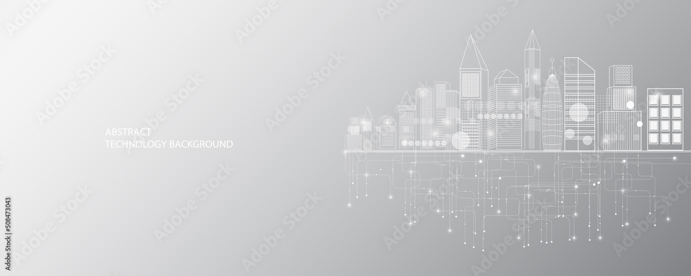 Grey white Abstract technology background, Hi tech digital connect ...