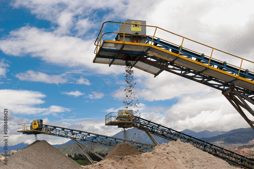 Poster conveyor belts in an open pit concrete aggregates mine – Wall ...