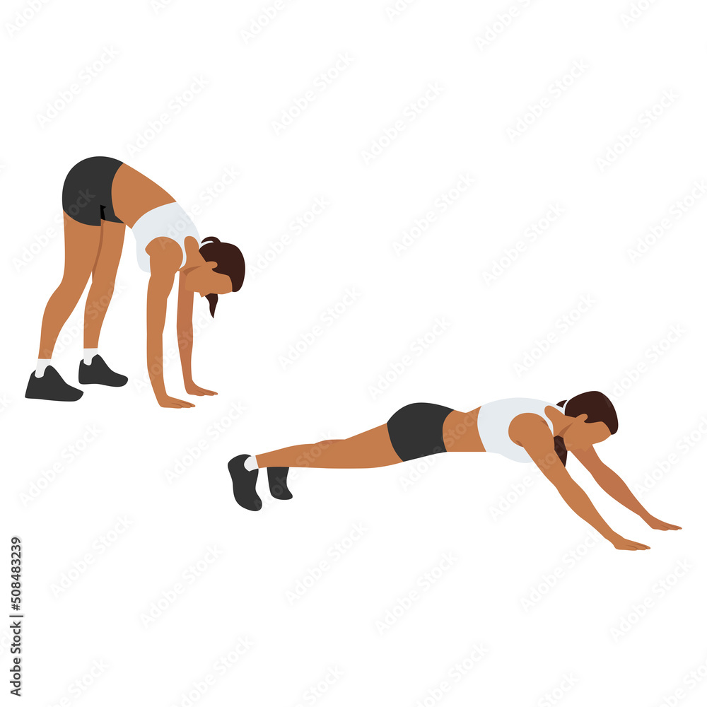 Woman doing inchworm exercise. Flat vector illustration isolated on ...