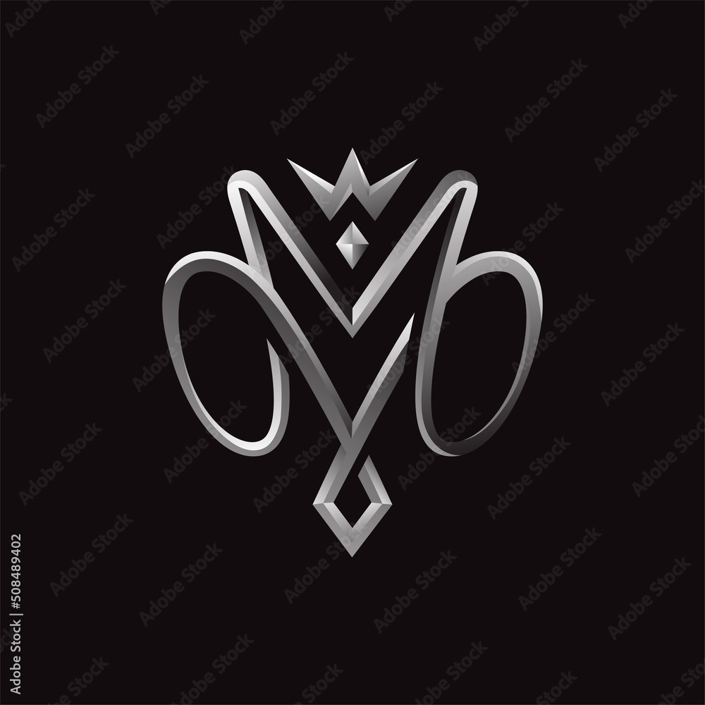 letter M with crown classic illustration with highlight and shadow ...